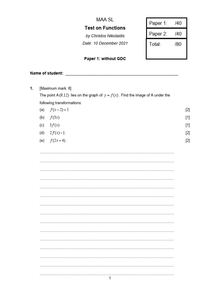 Test 8 Functions Pdf Function Mathematics Asymptote