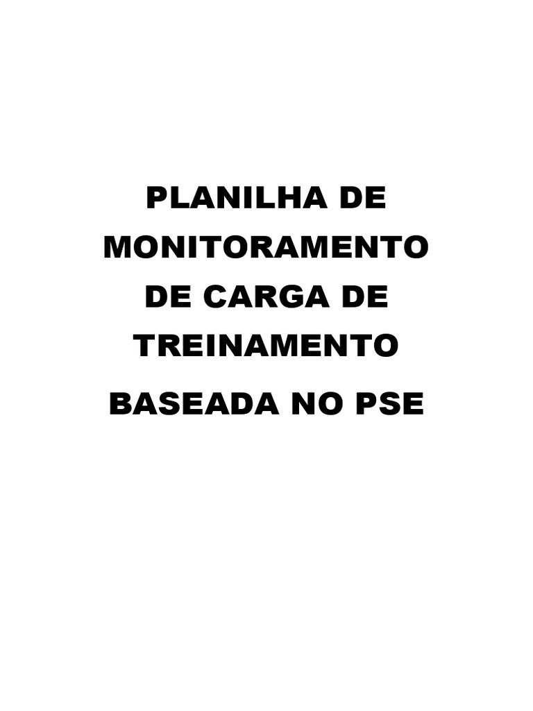 Planilha de Monitoramento de Carga de Treinamento Baseada No Pse | PDF | Desvio padrão ...