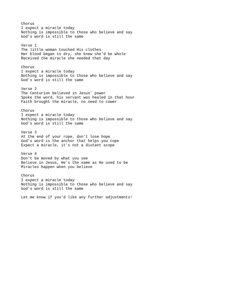 I Expect A Miracle Today | PDF