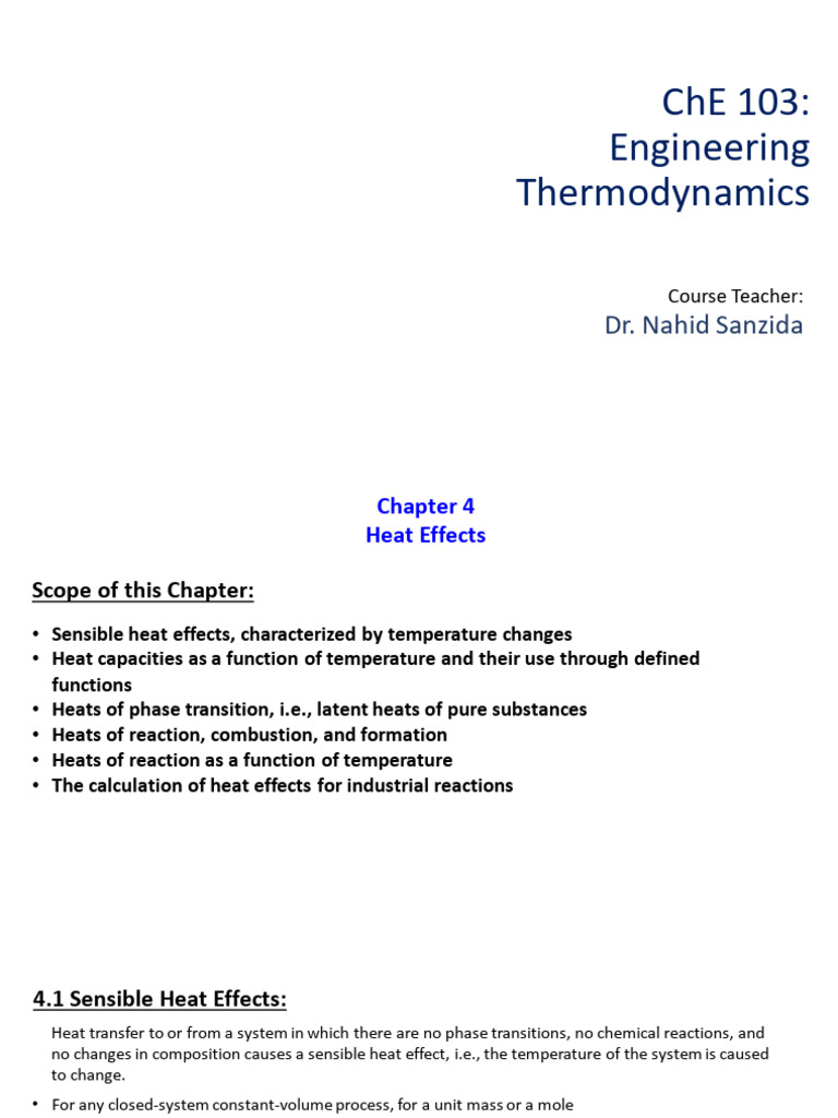 Chapter 4_(ChE 103_Heat Effects) | PDF | Heat | Physical Sciences