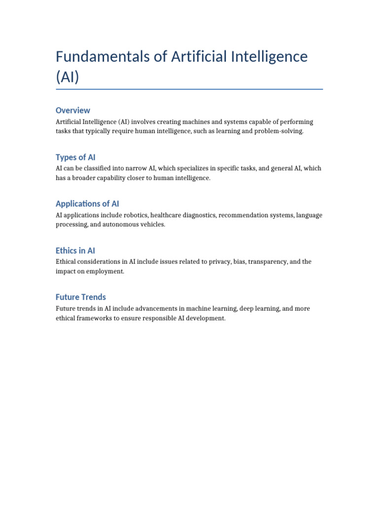 Fundamentals of Artificial Intelligence (AI) | PDF | Business | Computers