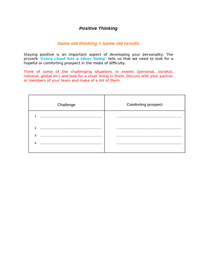 Positive Thinking | PDF