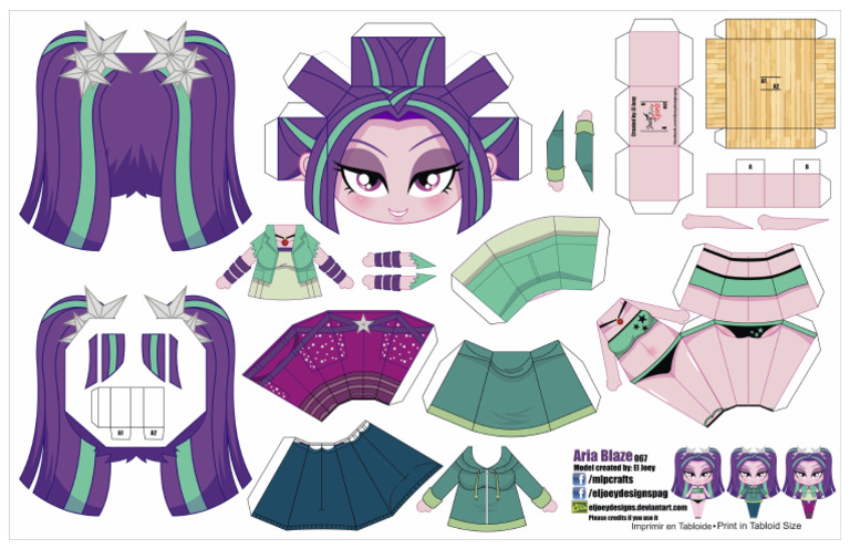 Aria Blaze Paper Doll Tabloid Template Paper Craft | PDF