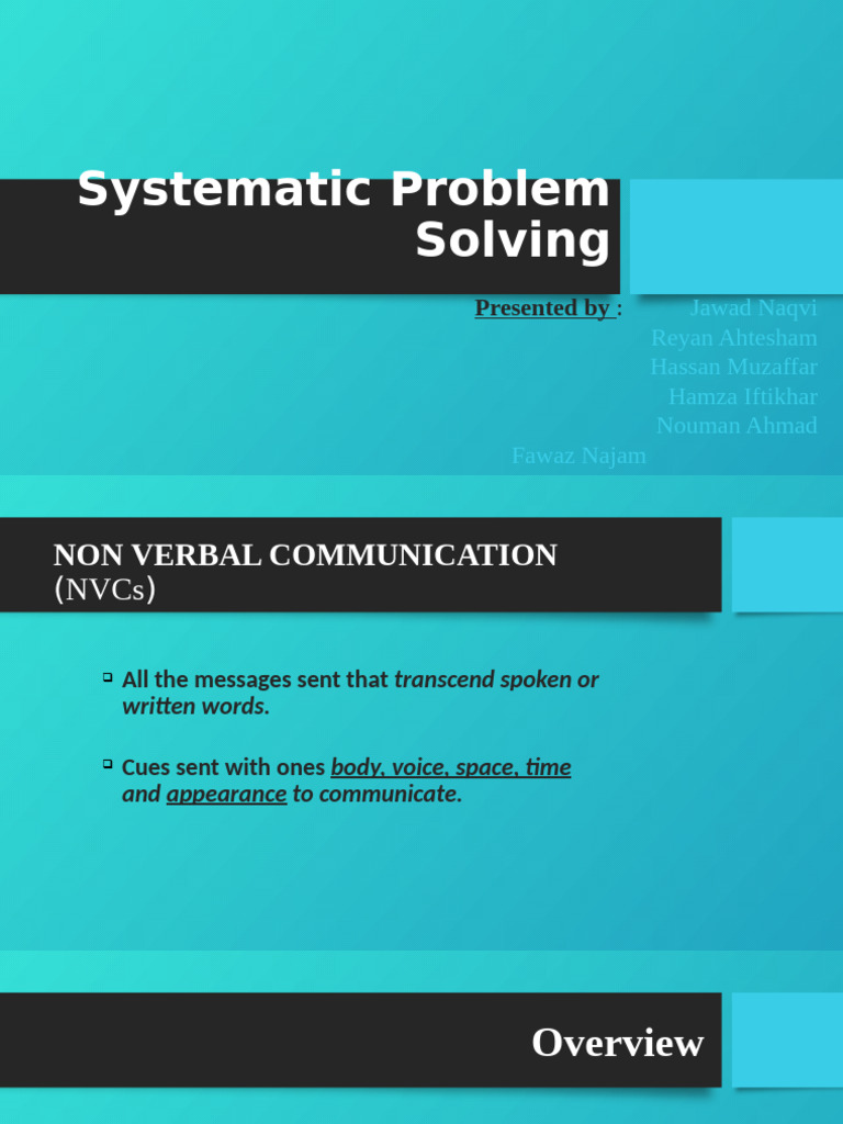 Systematic Problem Solving in Communication | PDF | Nonverbal Communication | Communication