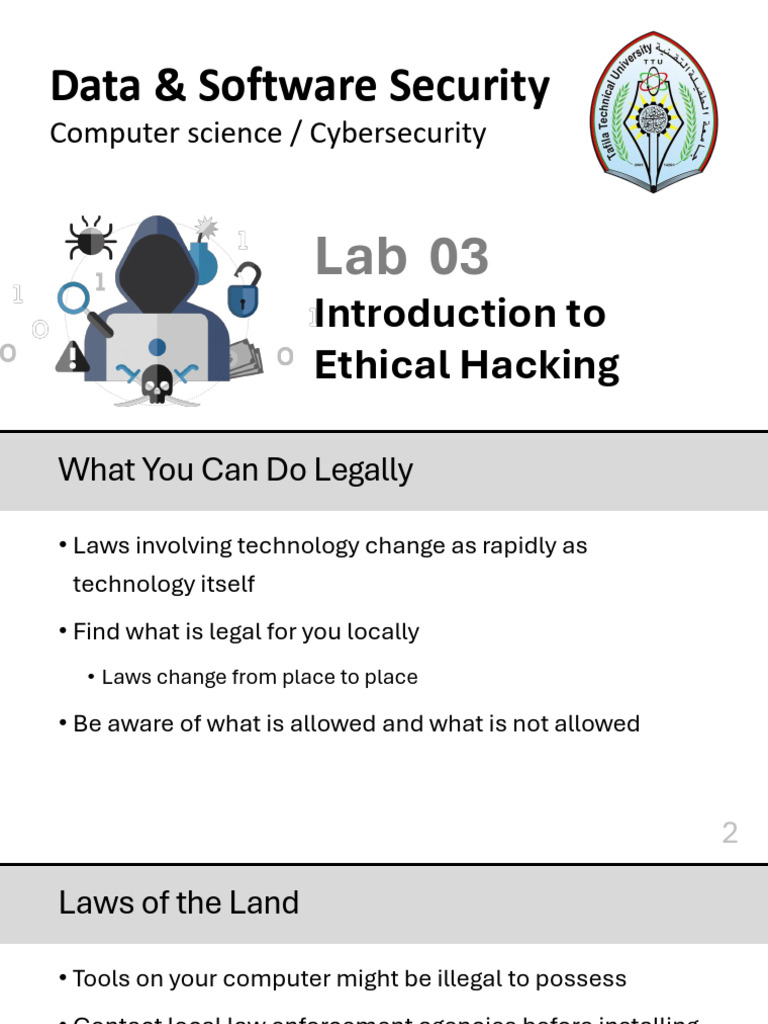 Lab 3 Introduction To Ethical Hacking | PDF | Security | Computer Security