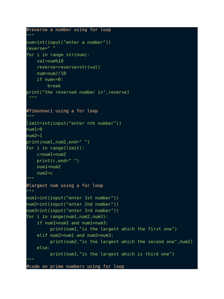 For Loop Assignment | PDF