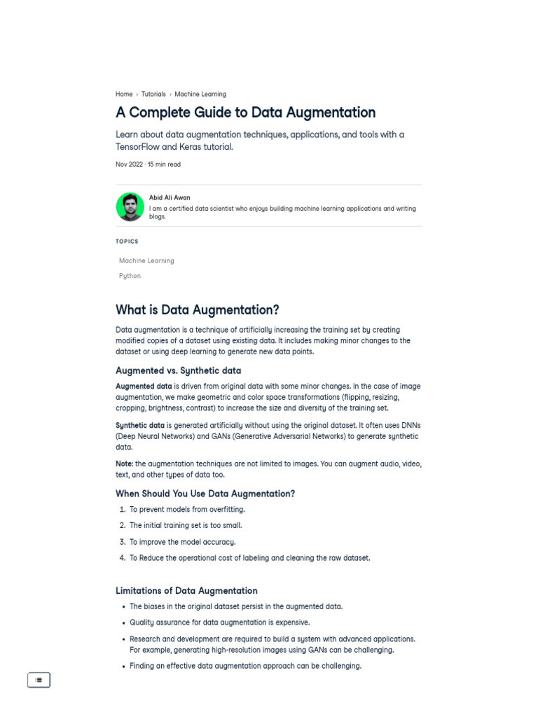 A Complete Guide to Data Augmentation _ DataCamp | PDF | Machine ...