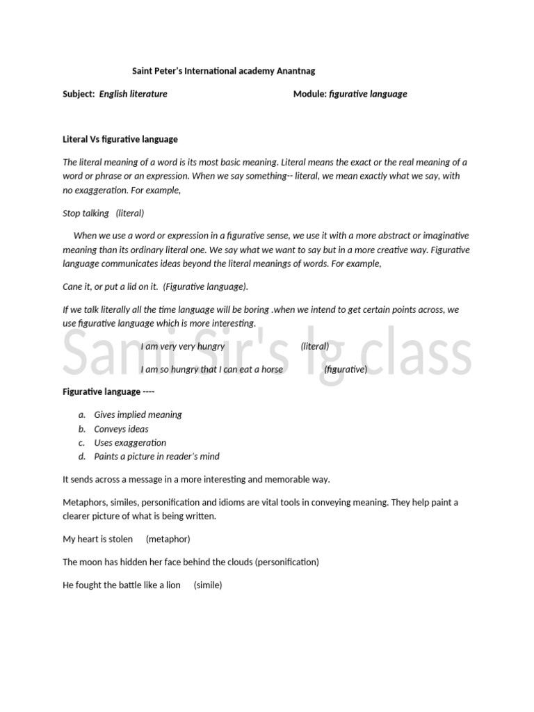 Literal Vs Figurative Language-2 | PDF | Metaphor | Rhetorical Techniques