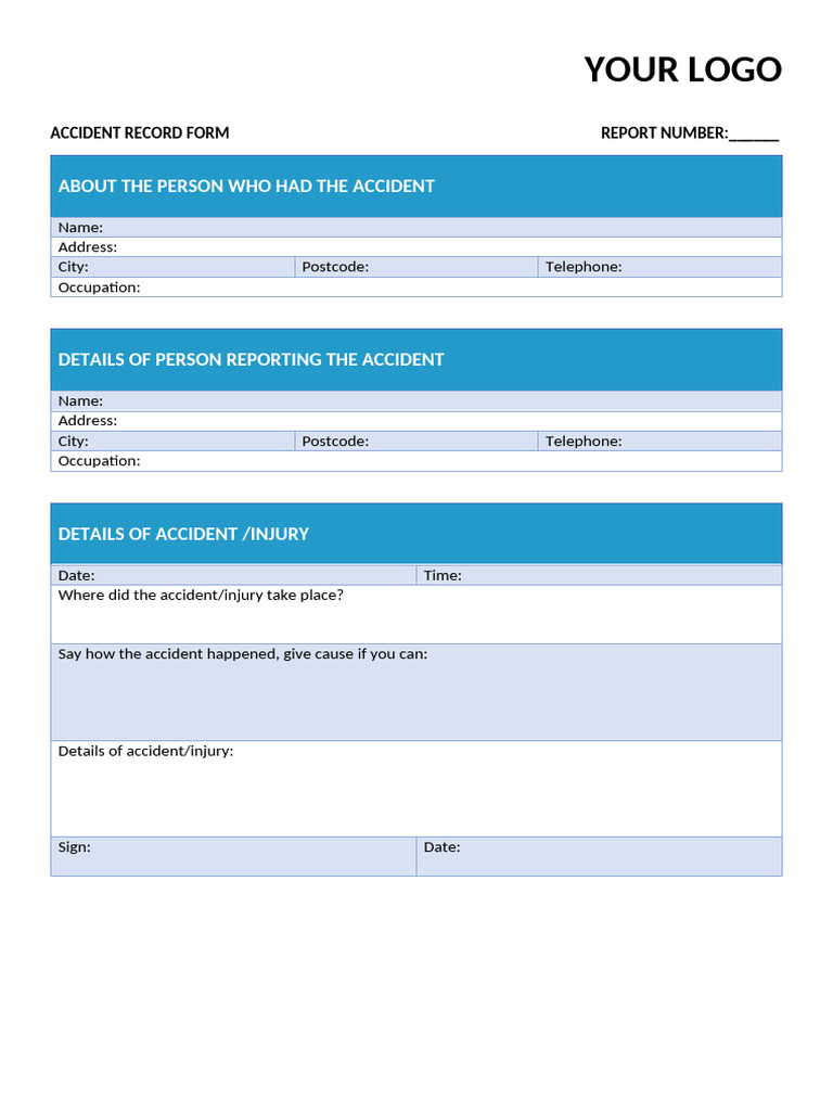 Accident Record From - Template | PDF | Social Science