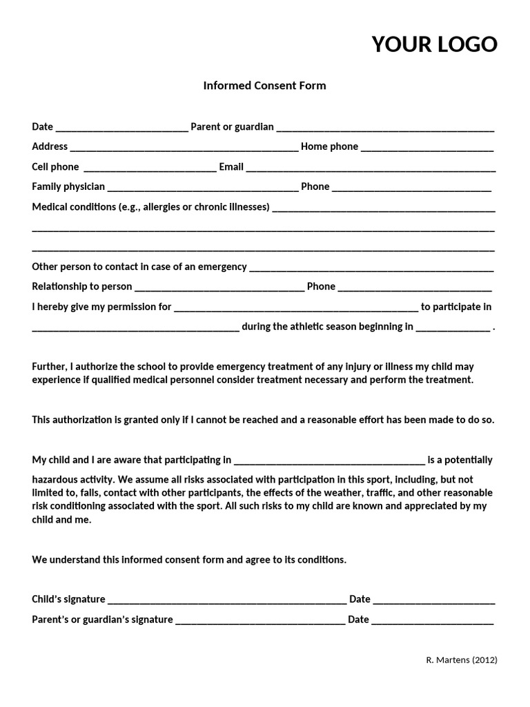 3. Youth Informed Consent Form - Template | PDF