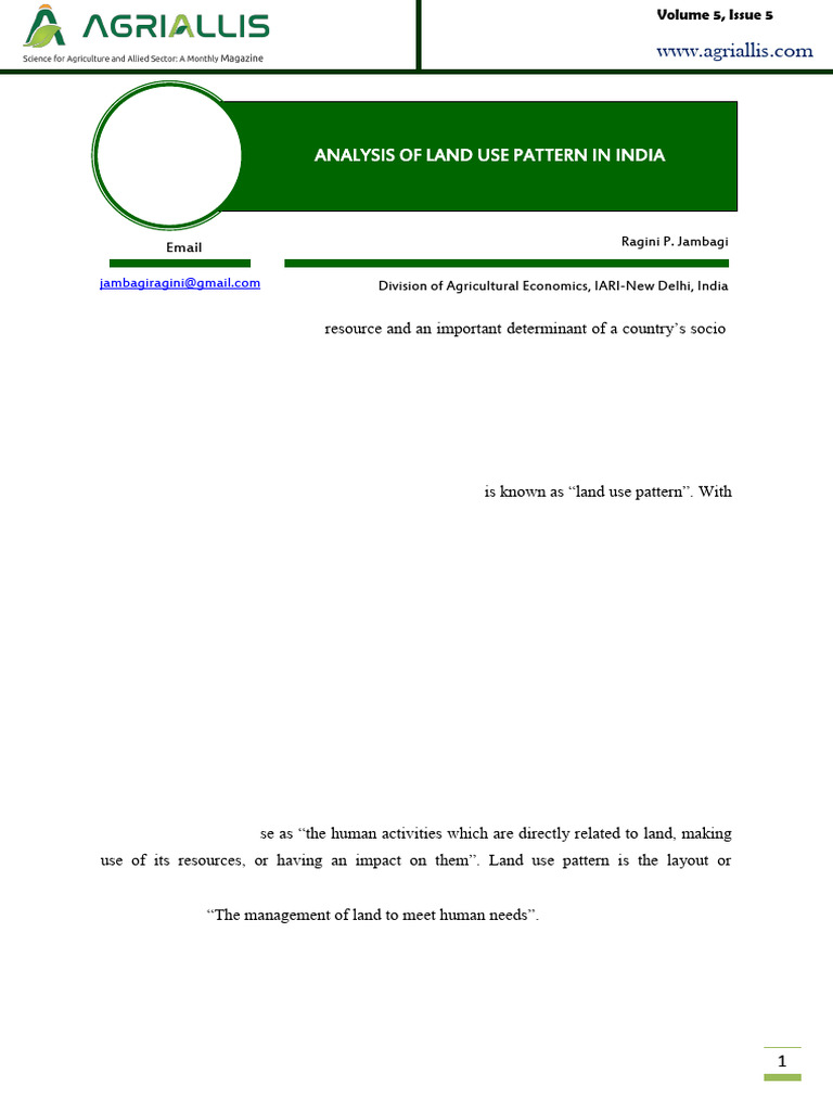 Analysis of Land Use Pattern in India | PDF | Agriculture | Crop Rotation
