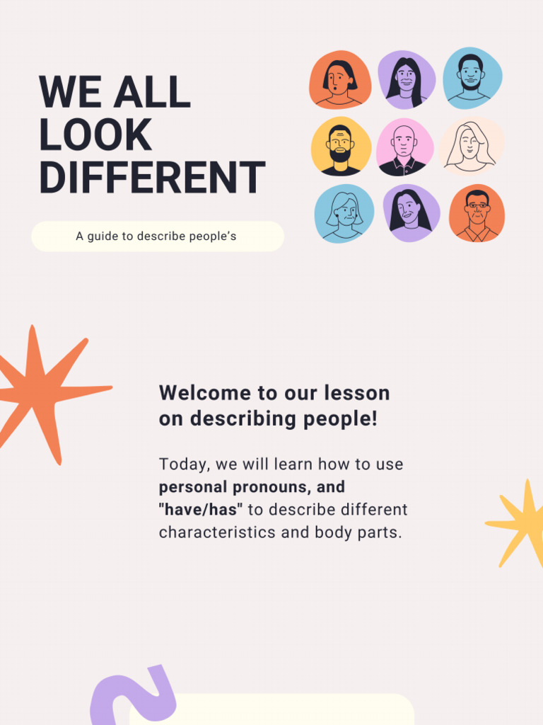 Describing People's Appearance Educational Presentation in Colorful ...