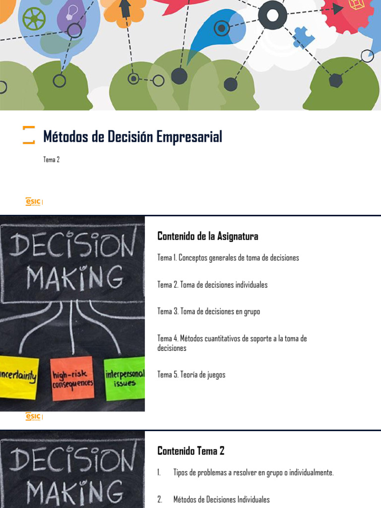 Decision-Making Methods - Unit 2 ESP 2022 - 2023 | PDF | Racionalidad | Intuición