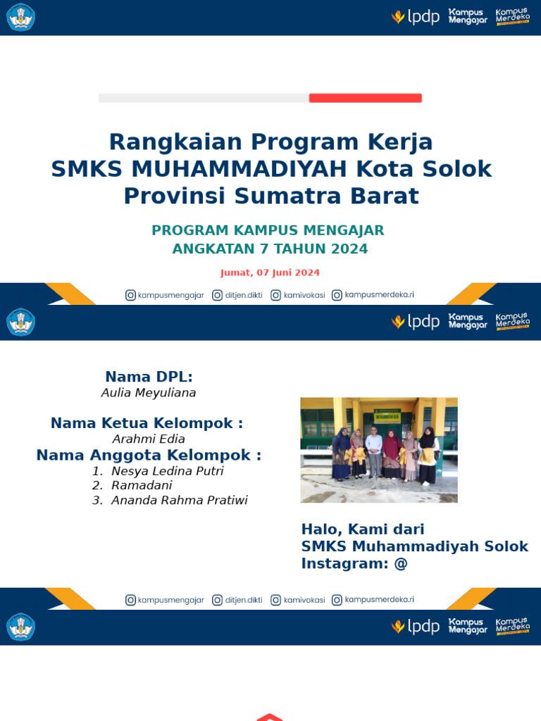 Format PPT Rangkaian Program Kerja KM 7 Smks Muhammadiyah Solok | PDF
