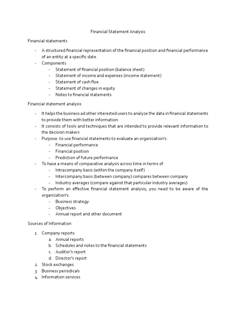 Financial Statement Analysis Overview | PDF | Financial Statement ...