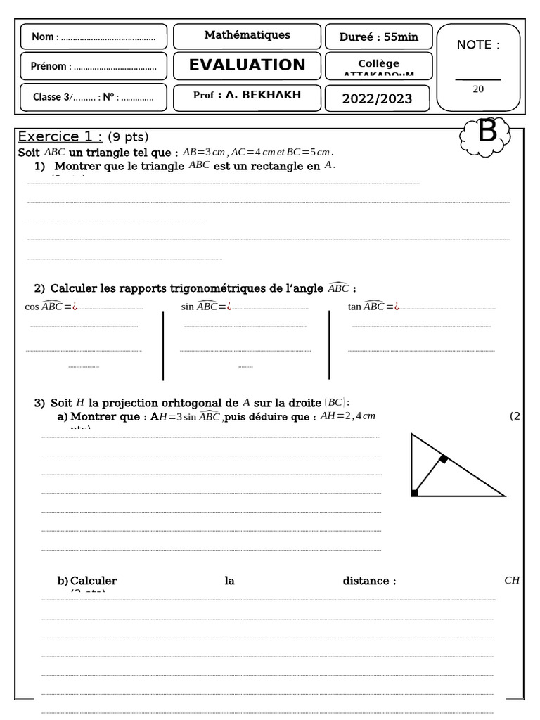 DEVOIR 3AC N3 Modele B | PDF