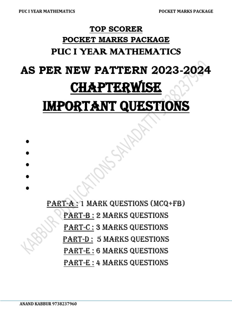 I PUC Maths Scoring and Passing Package | PDF | Function (Mathematics) | Fahrenheit