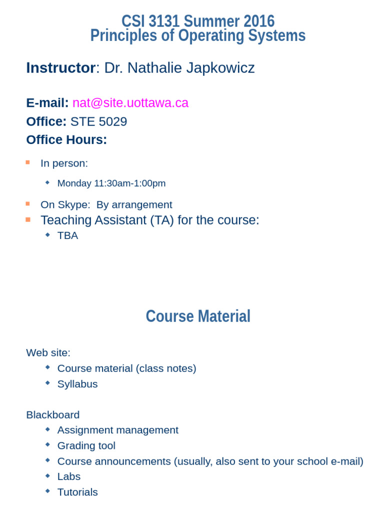 CSI3131 Mod 0 Intro 2016 S | PDF | Operating System | Process (Computing)