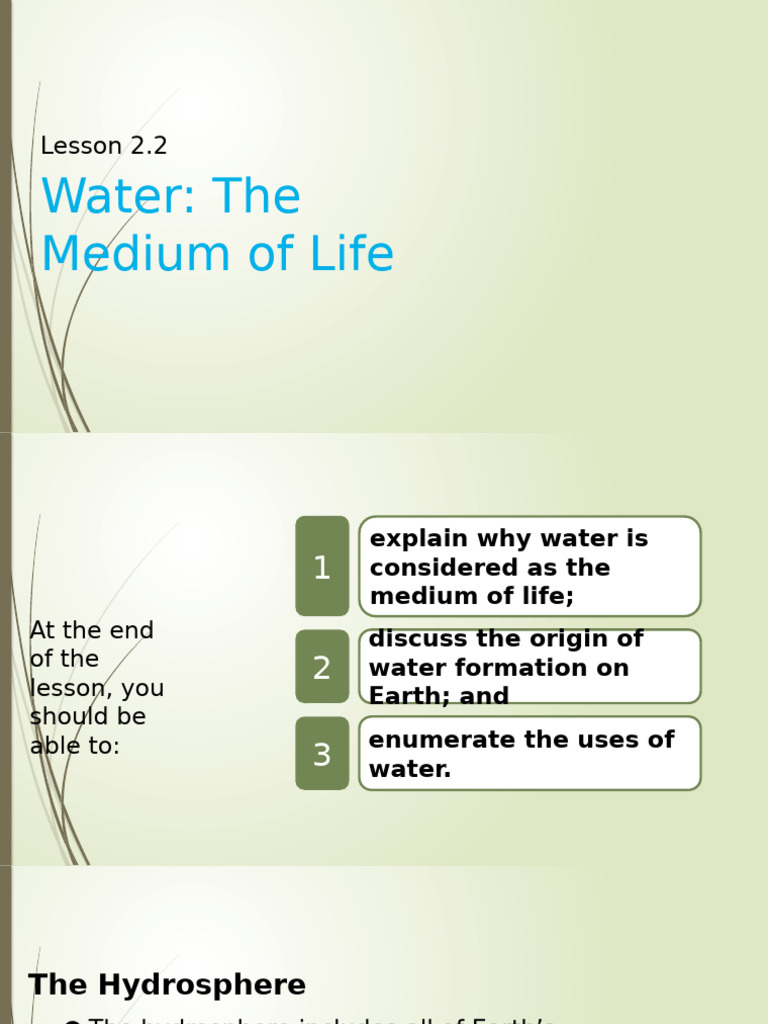 Earth and Life Science SHS 2.2 Water - The Medium of Life | PDF | Water ...