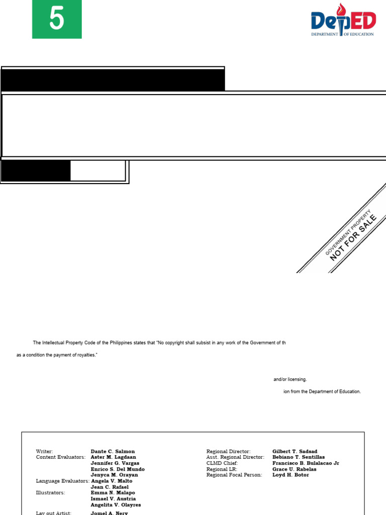 CO-2024-LS-Grade 5-NMP-Quarter1-Week1-Day4 | PDF | Copyright | Learning