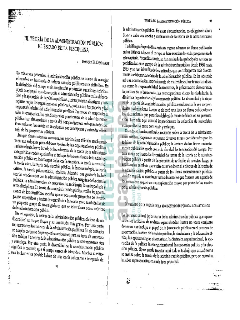 Denhardt. Teoría de La Administración Pública El Estado de La ...