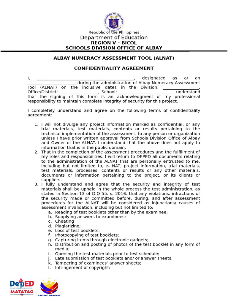 Alnat Confidentiality Agreement | PDF | Business Law | Civil Law ...