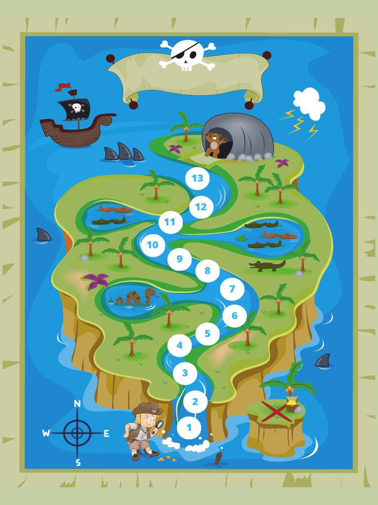 Treasure Hunt Board Game Map Worksheet | PDF