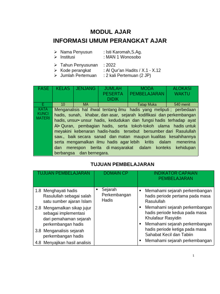 Modul Ajar QH Bab 8 | PDF