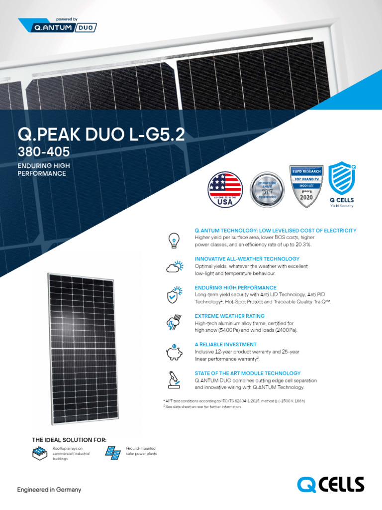Q CELLS Data Sheet Q.PEAK DUO L-G5.2 DA 380-405 2020-07 Rev05 NA | PDF ...