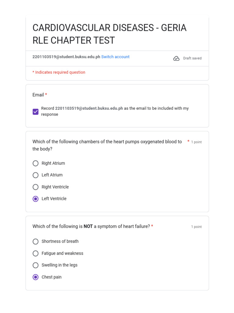 Cardiovascular Diseases Geria Rle Chapter Test | PDF | Heart | Heart ...