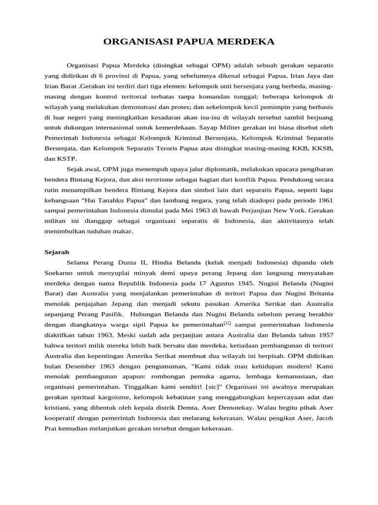 Organisasi Papua Merdeka | PDF | Agama & Spiritualitas