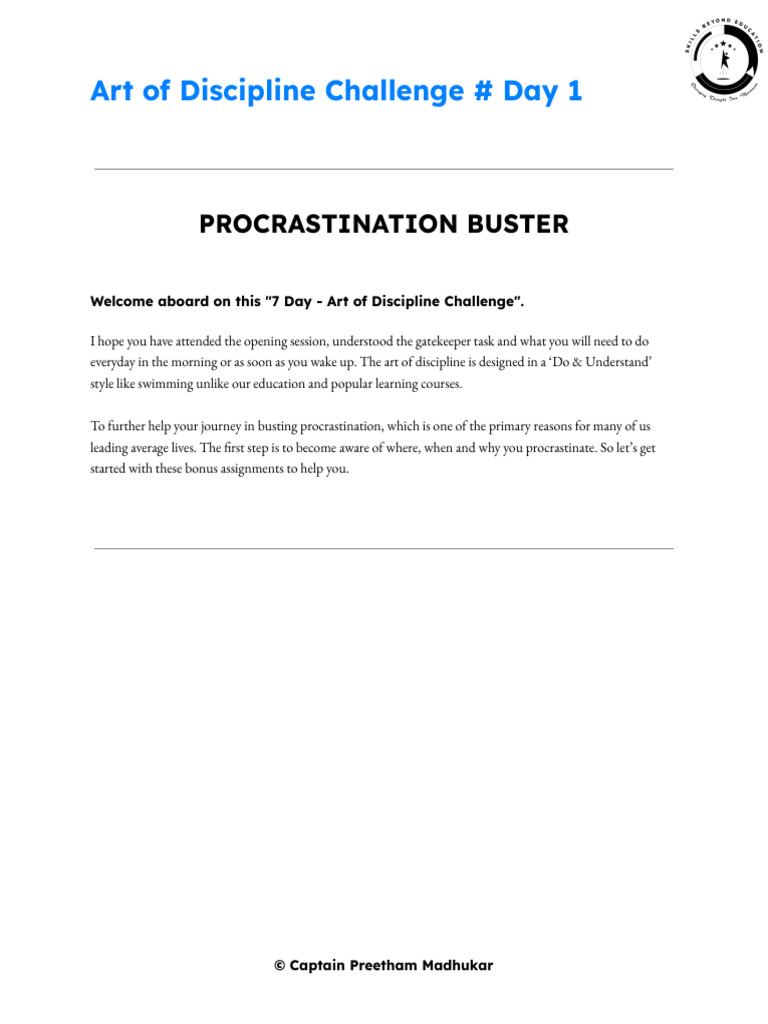 Procrastination Busting Challenge | PDF | Procrastination ...