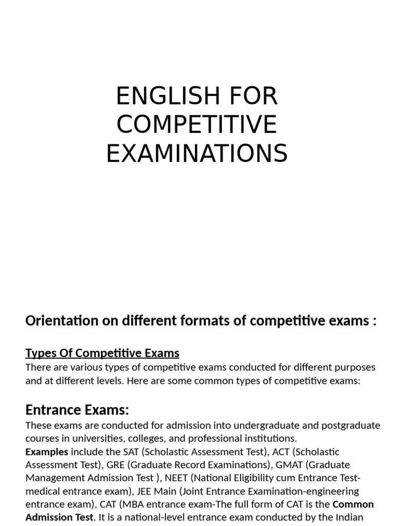 English for Competitive Exams Overview | PDF | Graduate Record ...