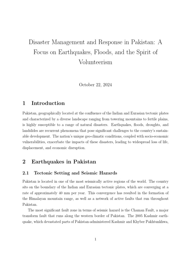 Disaster Management and Response in Pakistan | PDF | Flood | Earthquakes