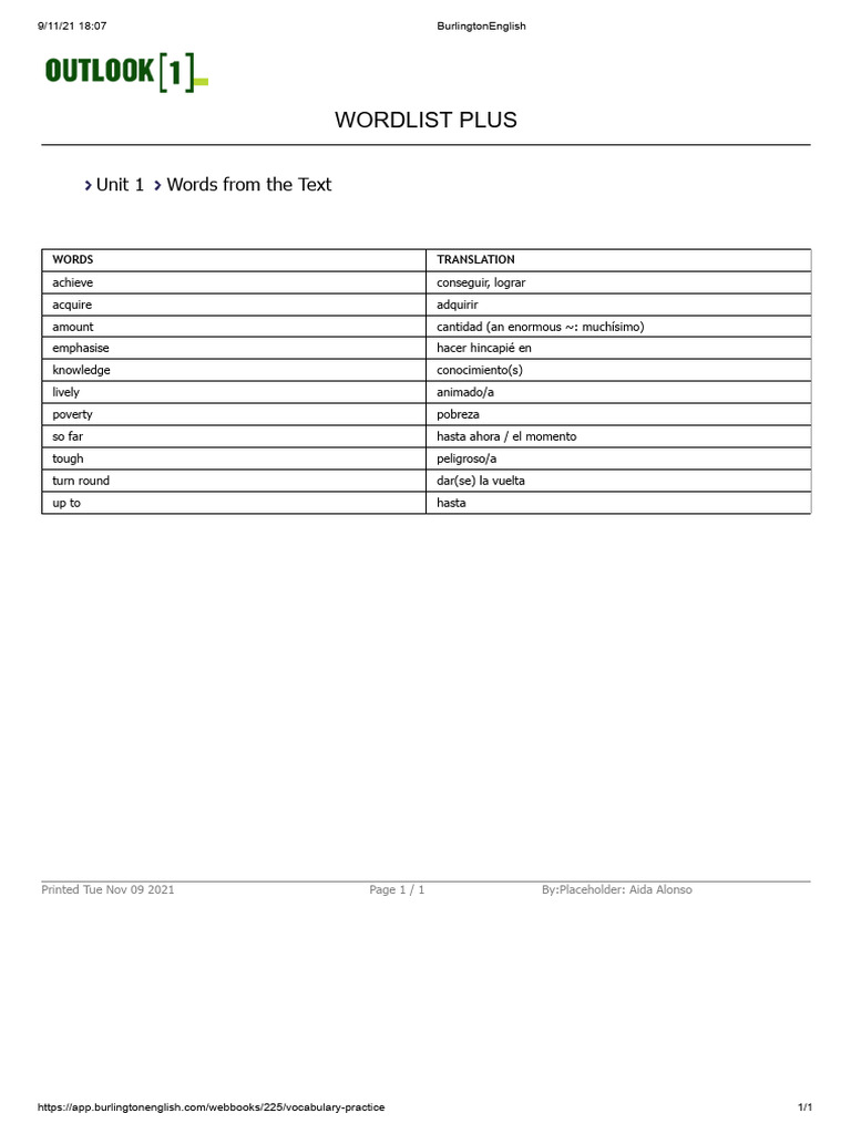 Unit 1 - Words From The Text | PDF