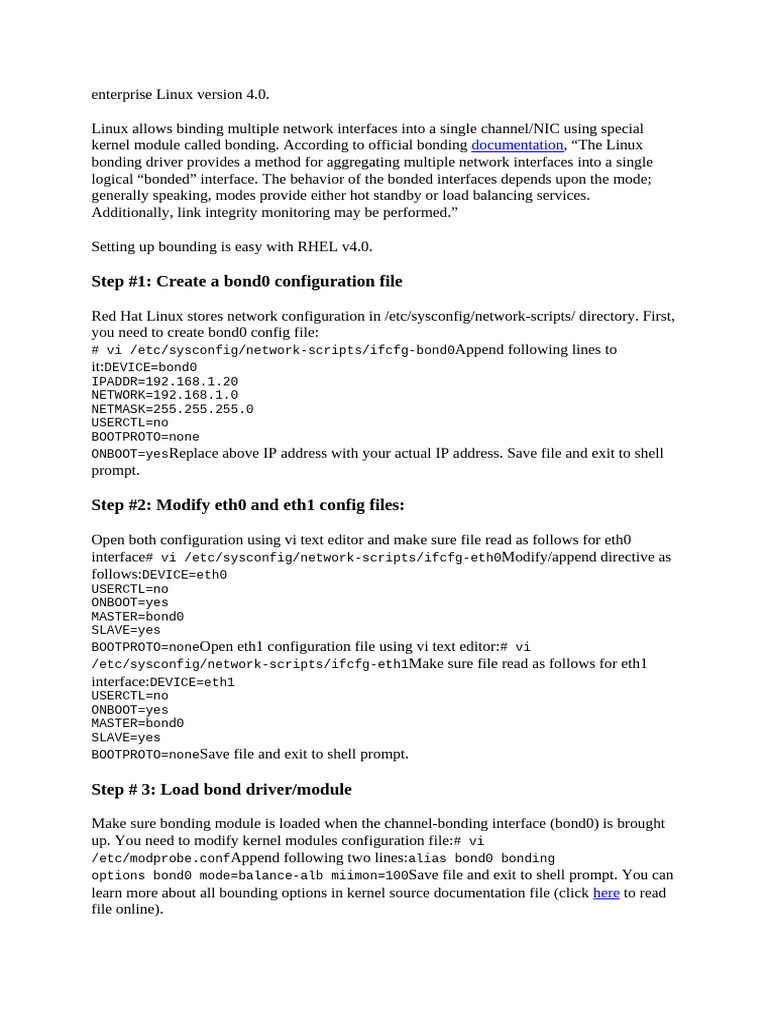 Linux Nic Bonding | PDF | Computing | Networking Standards