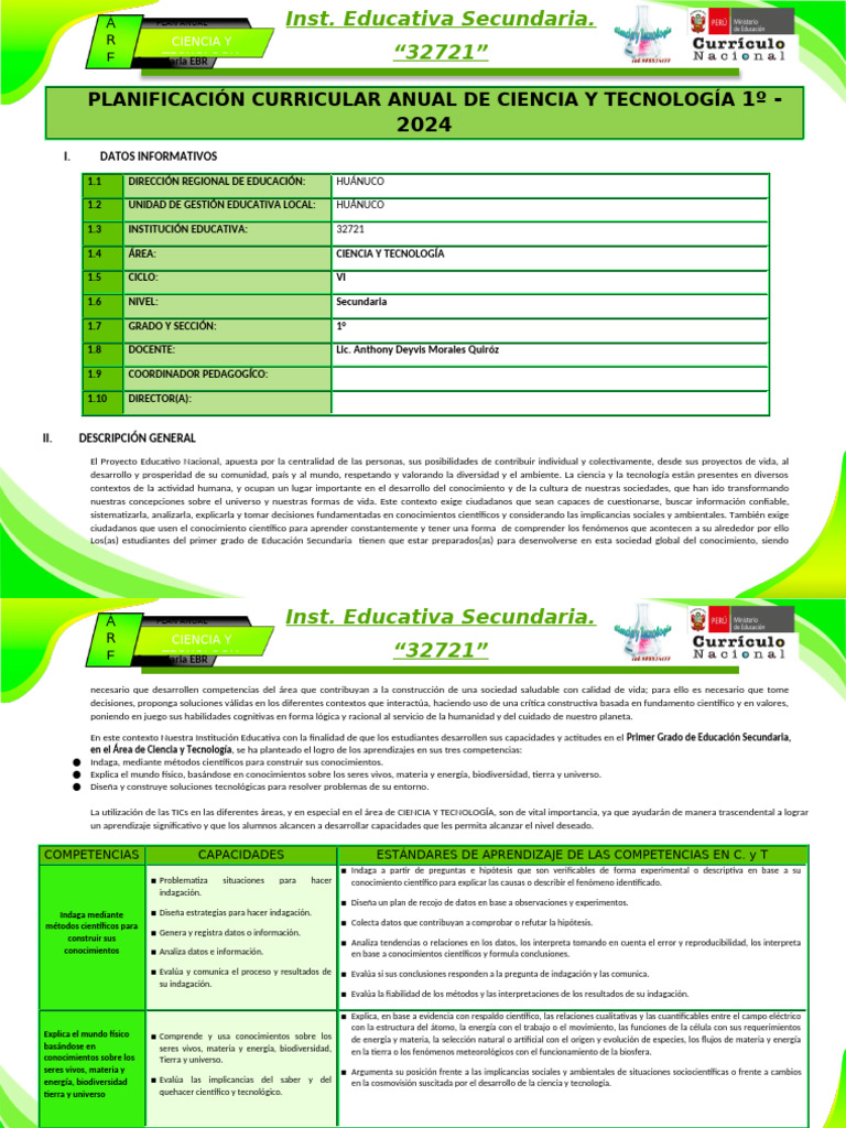 PLAN Anual CYT 1ro | PDF | Medición | Investigación cuantitativa