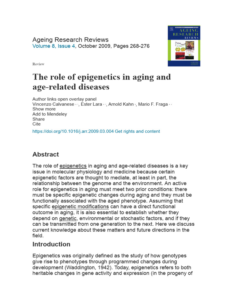 Epigenetics in Aging and Diseases | PDF | Epigenetics | Dna Methylation