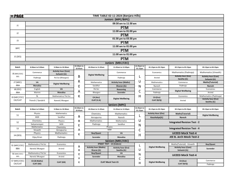 JR & SR Timetable 02-11-2024 | PDF