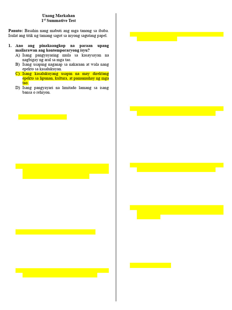 Summative Test 1 With Answers | PDF