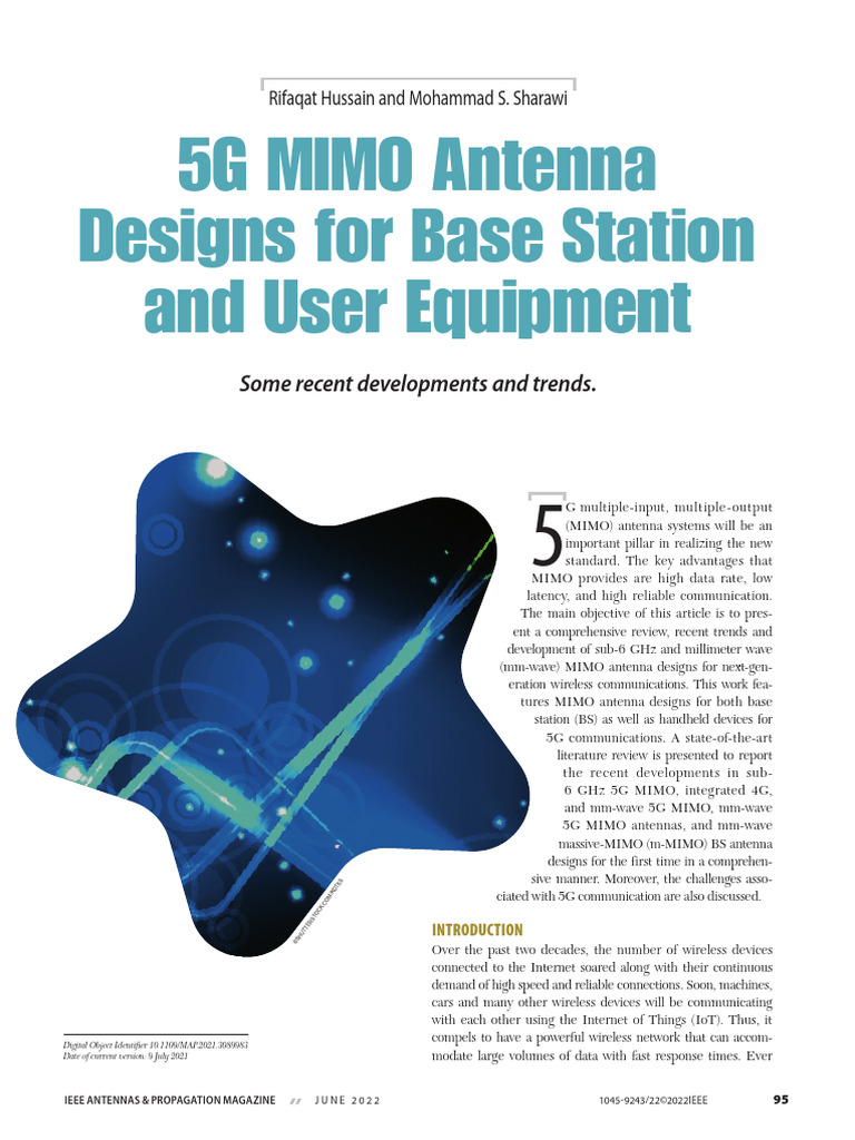 5G MIMO Antenna Designs For Base Station and User Equipment Some Recent ...