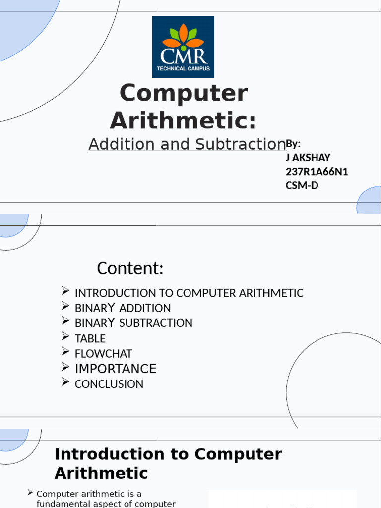 Addition and Subtraction in COA | PDF