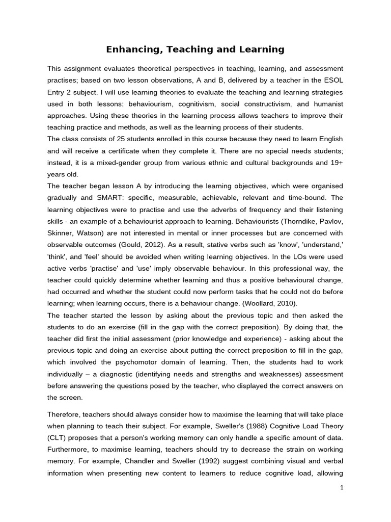 Enhancing Teaching and Learning | PDF | Learning | Teachers