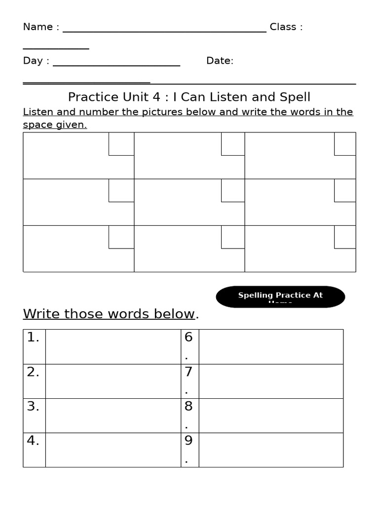 YR1 LISTENING & SPELLING ASSESSMENT UNIT 4 LUNCHTIME | PDF