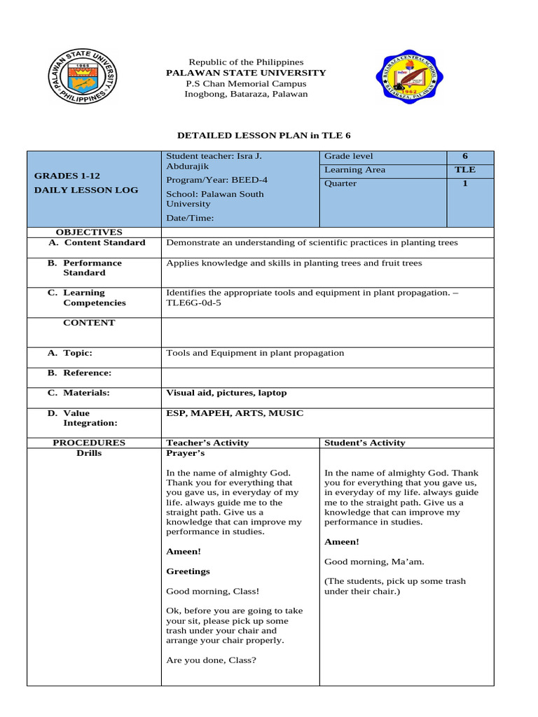TLE-6 DEMO Isra DETAILED LP | PDF | Plants | Botany