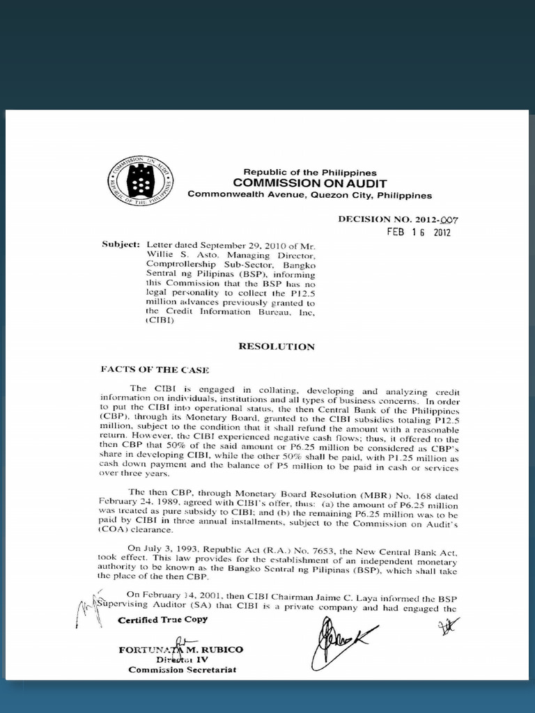 COMMISSION ON AUDIT DECISION NO. 2012-007 - Febru | PDF