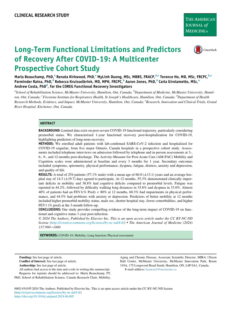 Long-Term-Functional-Limitations-and-Predictors-of | PDF | Medicine ...