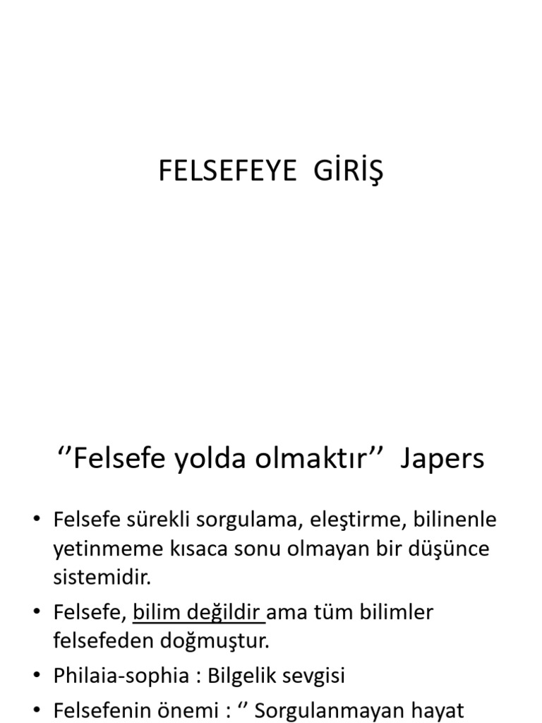 Felsefeye Giris 1 | PDF
