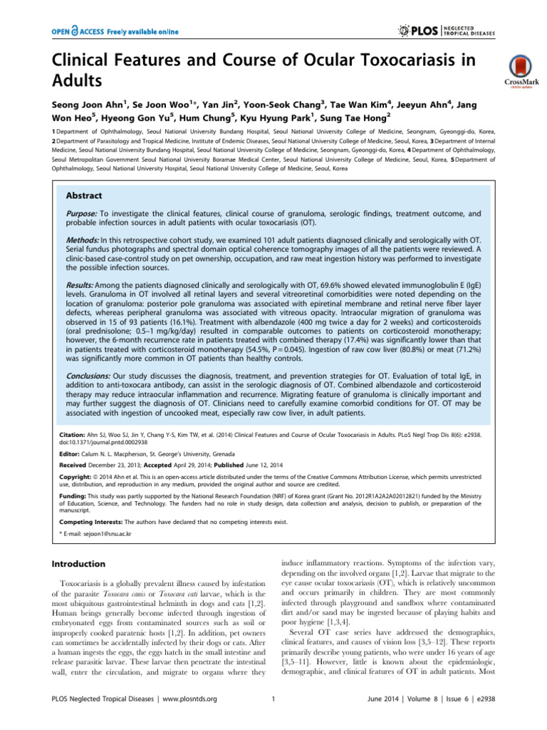 Ahn2014 Toxo | PDF | Clinical Medicine | Medical Specialties