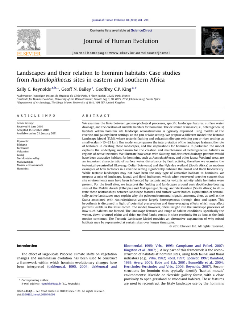 Artikel Landscapes And Their Relation To Hominin Habitats Pdf